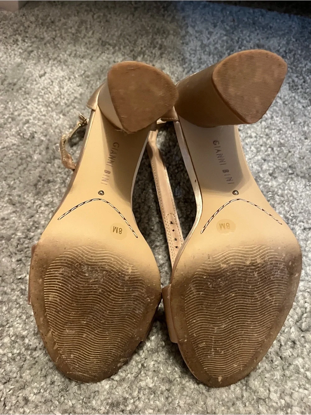 Gianni Bini | Shoes | Gianni Bini Champagne Satin Ankle Strap Block ...